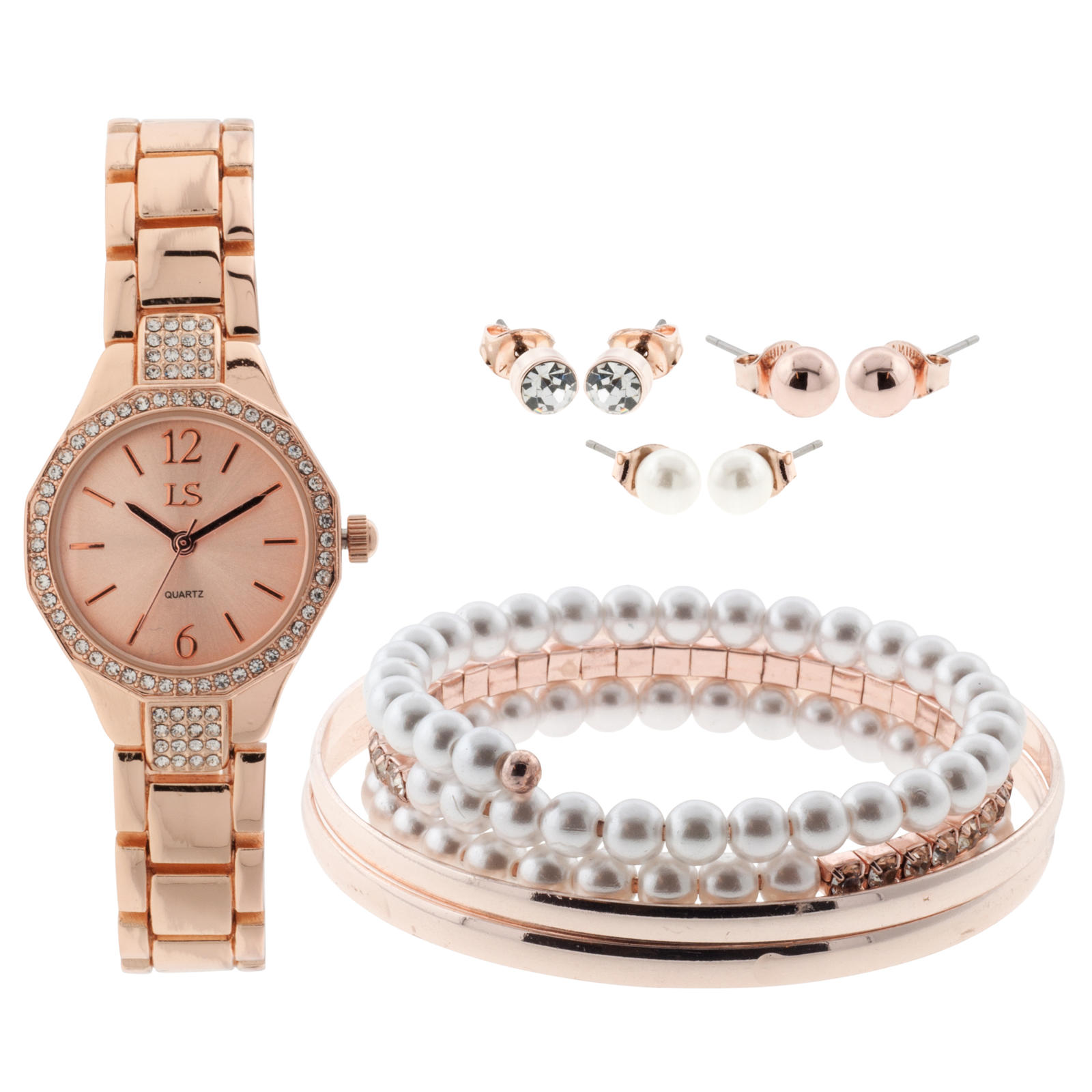 Jaclyn Smith Ladies Rose Gold Tone Bracelet Watch with Bangle and ... Jaclyn Smith Ladies Rose Gold Tone Bracelet Watch with Bangle and ...