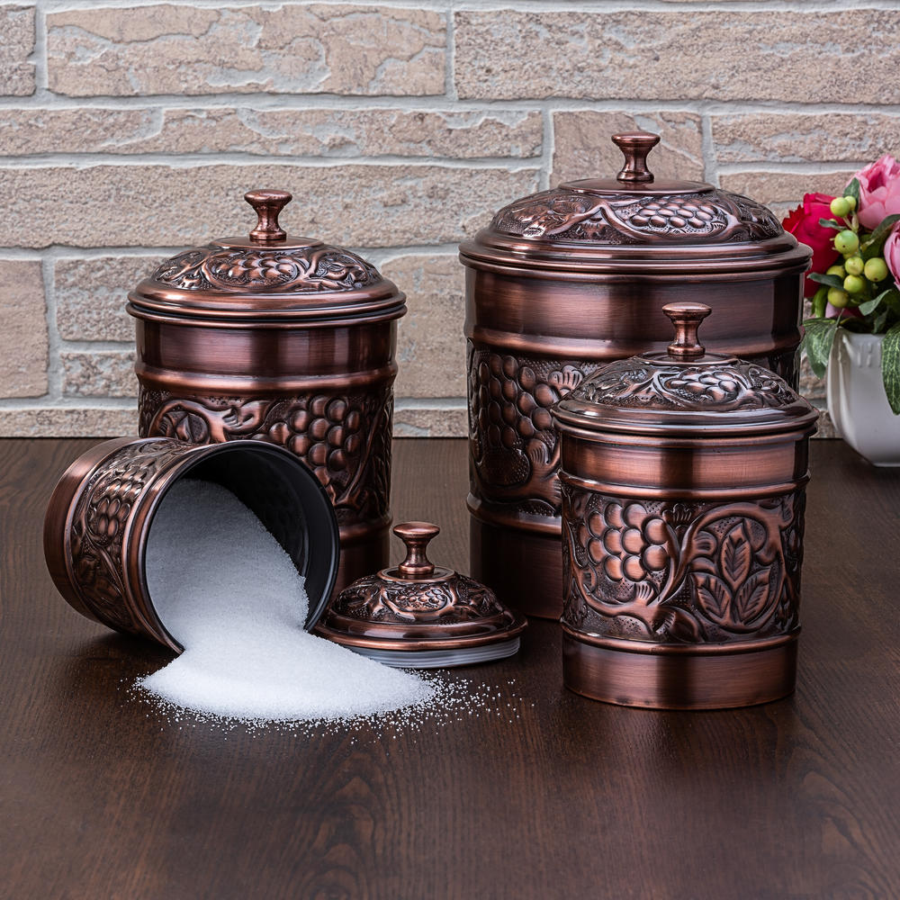 Old Dutch International 4-piece Antique Heritage Copper Canister Set