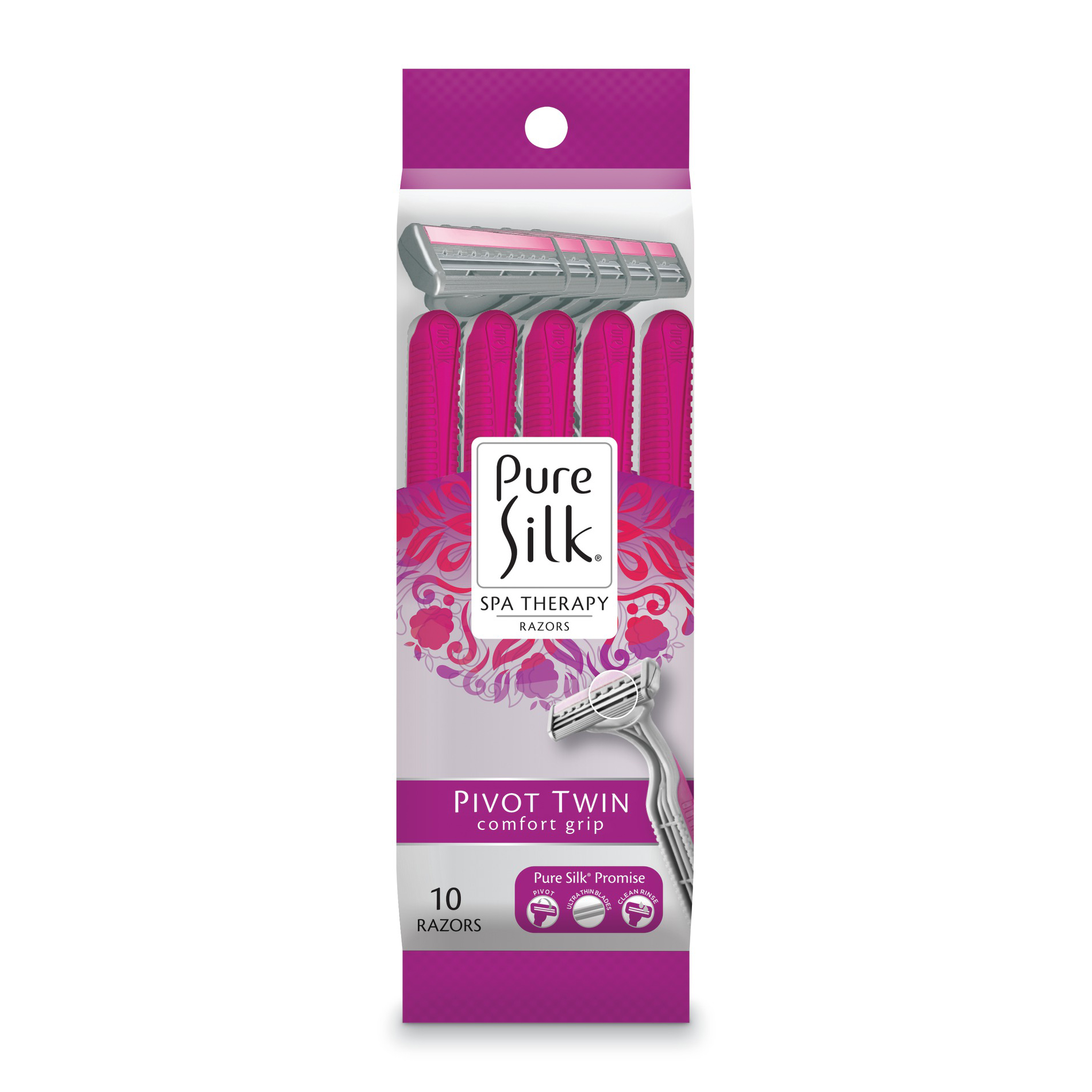 Pure Silk Pivot Twin Premium Disposable Razor, 10 Count