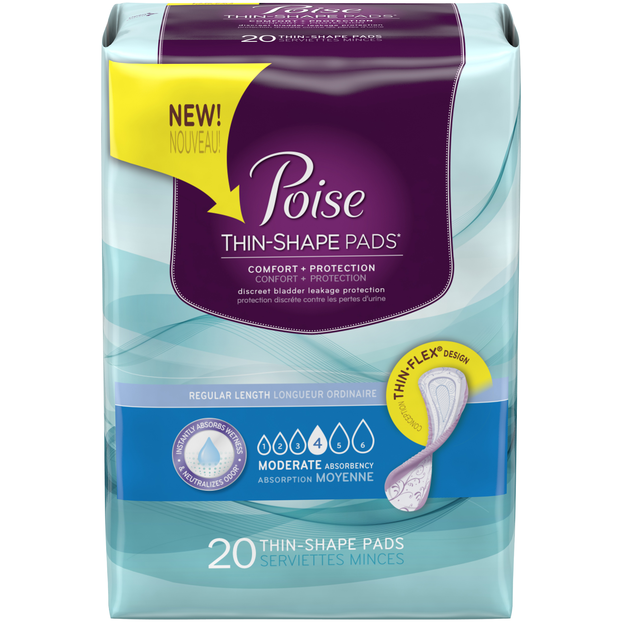 036000431780 UPC - Poise Thin Shape Pads Moderate Absorbency, 20 Pads ...