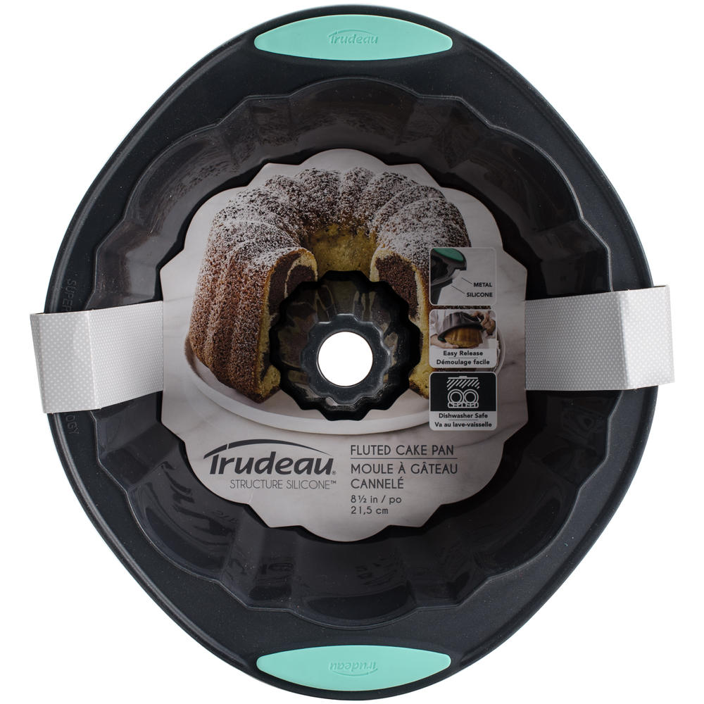 Trudeau Fluted Silicone Cake Pan Gray/Mint-Fluted 8.5"