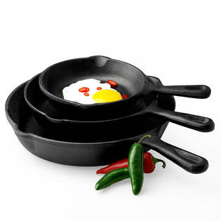 Essential Home 3-Piece Cast Iron Fry Pan Set