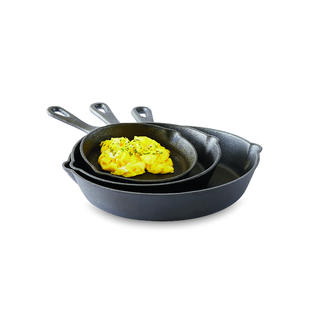 Essential Home 3-Piece Cast Iron Fry Pan Set