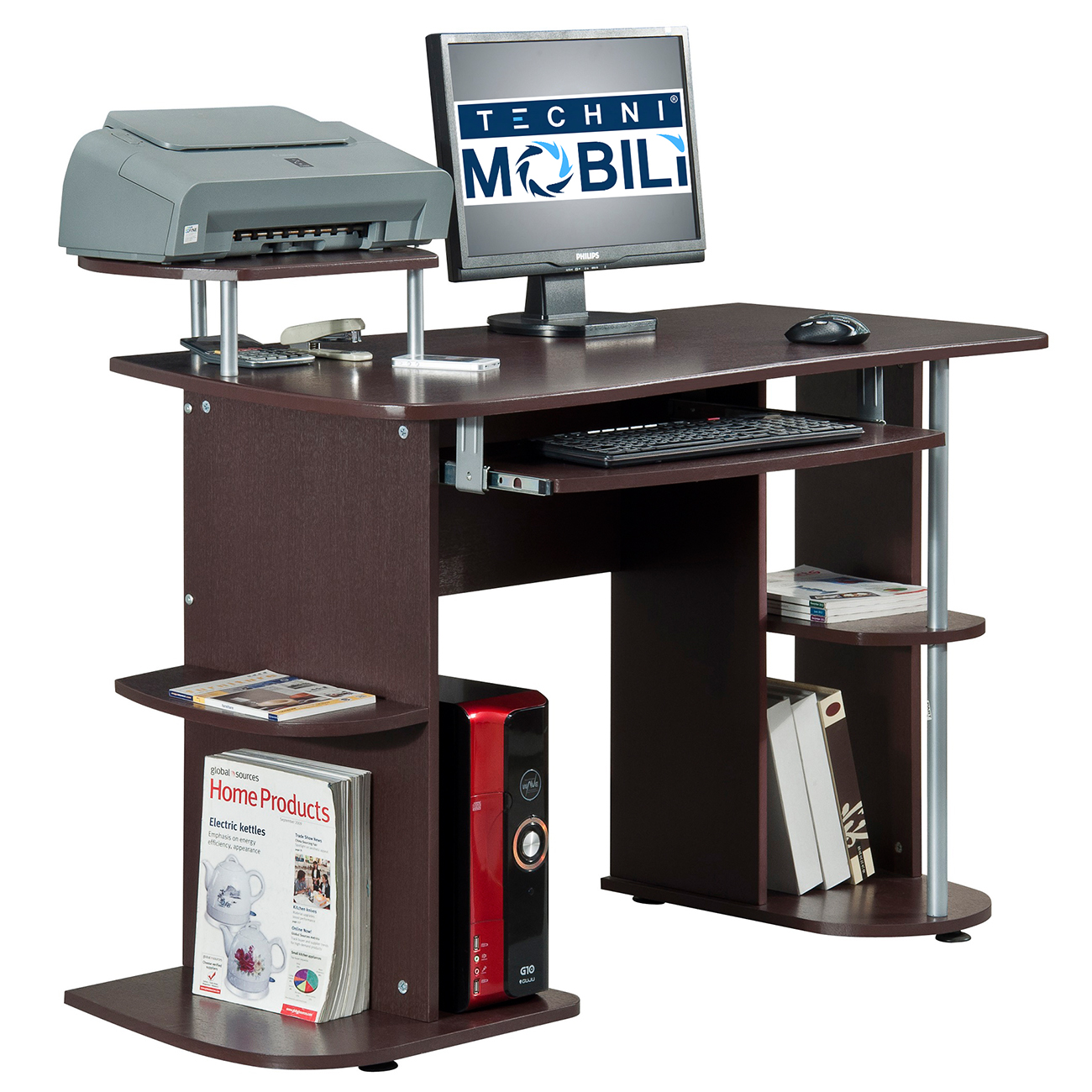Techni Mobili Nevada 48"W MDF Computer Workstatino with Printer Shelf ...