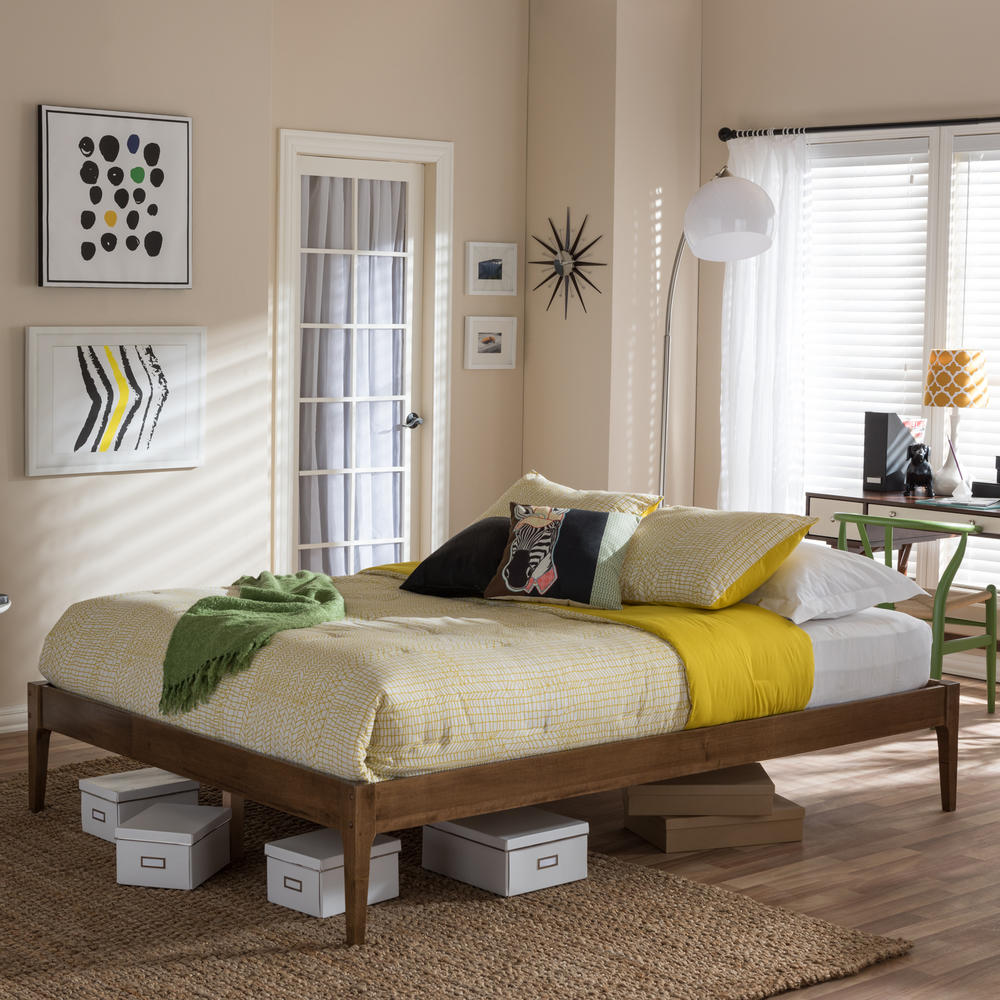 Baxton Studio King-Size Bentley Contemporary Wood Bed Frame - Brown