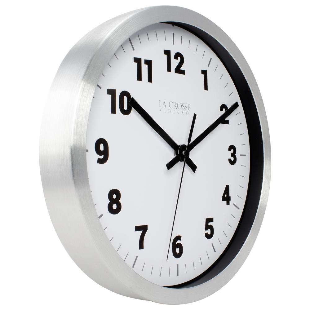La Crosse Clock 404-2626 10 In Silver Metal Analog Wall Clock with ...