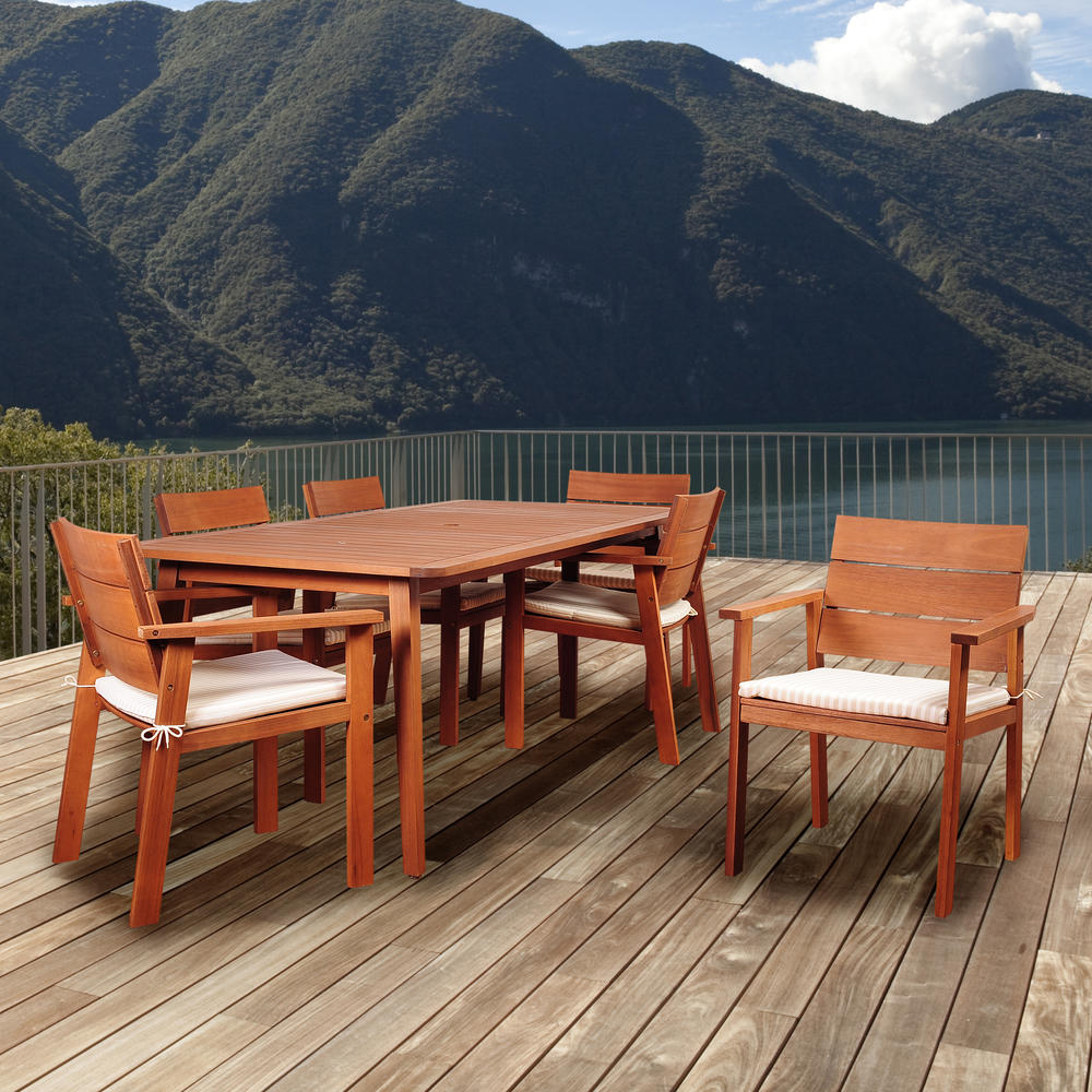 Amazonia Tampa 7pc Eucalyptus Rectangular Patio Dining Set
