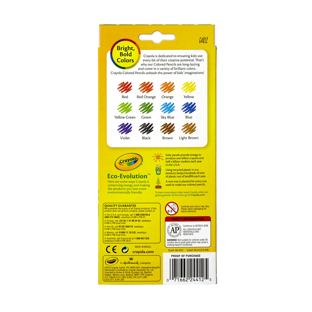 Crayola Pencils, Colored, Erasable, 12 pencils