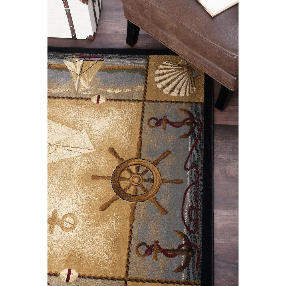 Tayse Rugs Nature Seashore Nautical Lodge Area Rug - 7'10'' x 10'3''