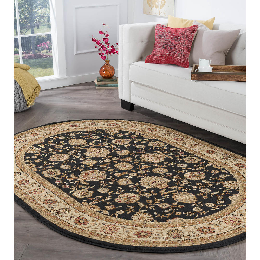 Tayse Rugs Elegance Raleigh Floral Area Rug - 5'3'' x 7'3'' Oval