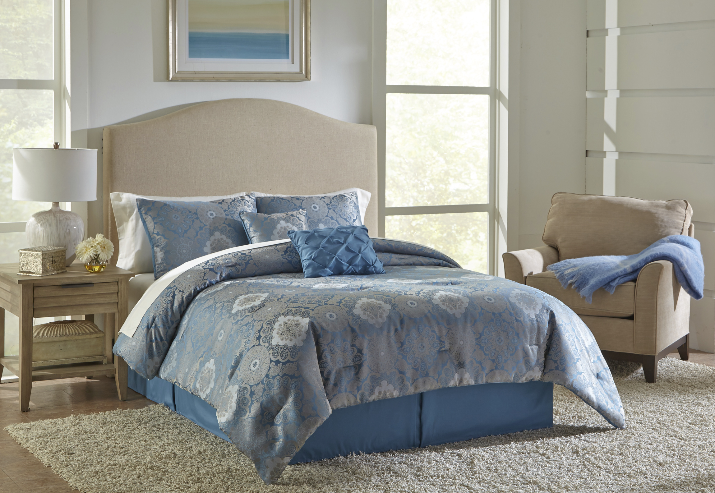 Medallion Comforter Set - Blue/Gold