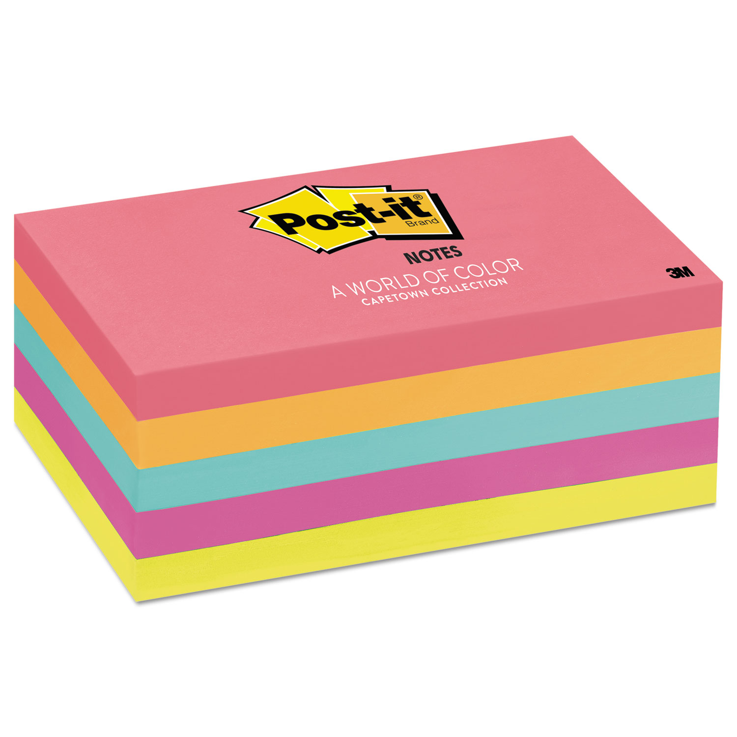 Post-it Notes MMM6555PK Original Pads in Cape Town Colors, 3 x 5, 100 ...