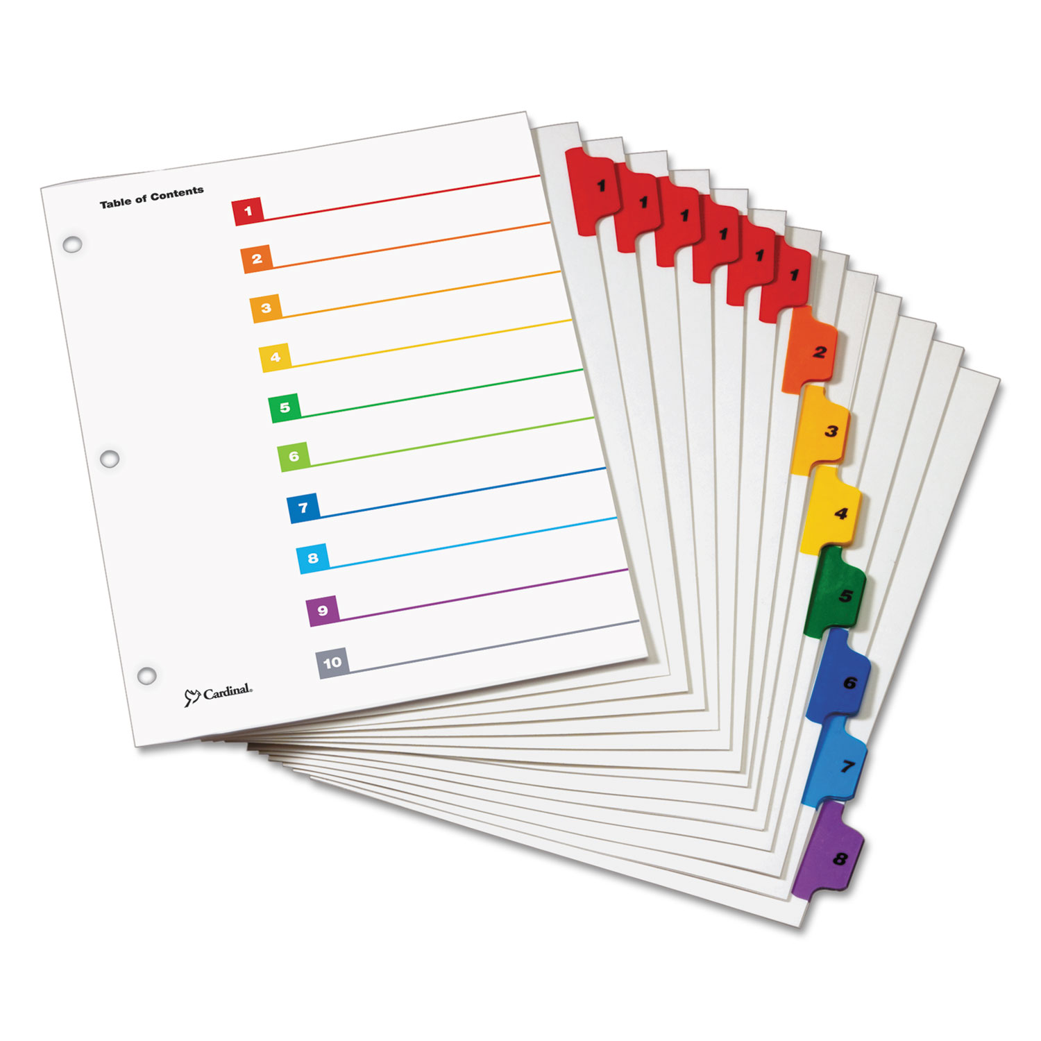 Cardinal Supplies CRD60828 Traditional OneStep Index System, 8-Tab, 1-8 ...