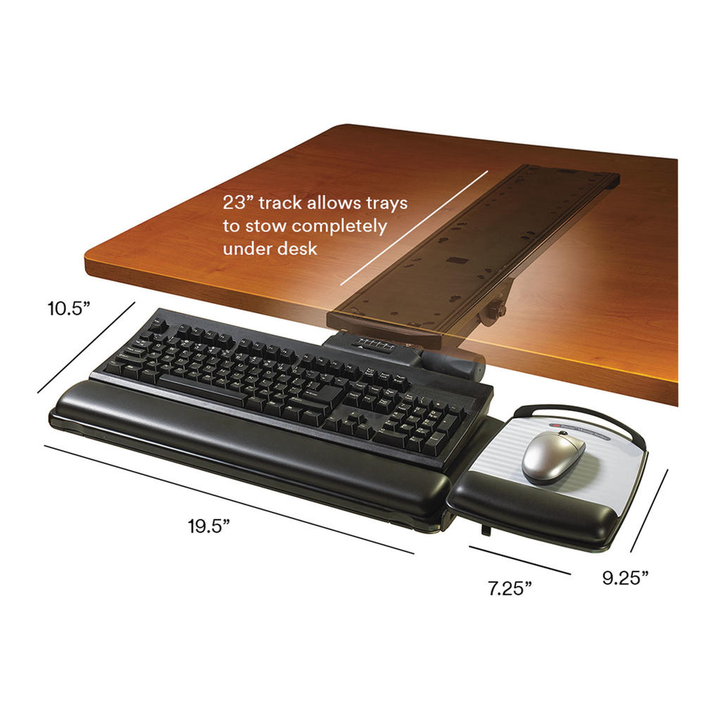3M MMMAKT150LE ™ Easy Adjust Keyboard Tray, Highly Adjustable Platform ...
