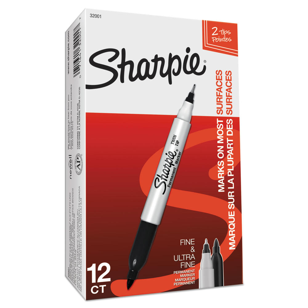 Sharpie SAN32001 Twin-Tip Permanent Marker, Fine/Ultra Fine Point ...