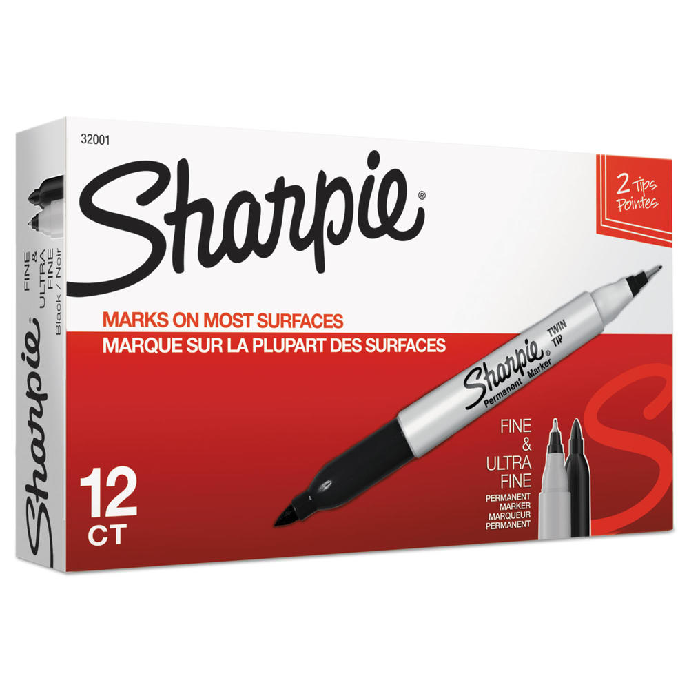 Sharpie SAN32001 Twin-Tip Permanent Marker, Fine/Ultra Fine Point ...