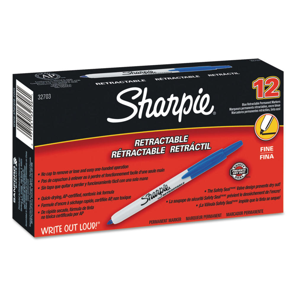 Sharpie SAN32703 Retractable Permanent Marker, Fine Point, Blue