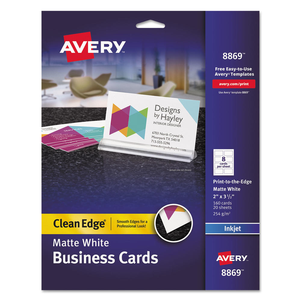Avery AVE8869 Print-to-the-Edge True Print Business Cards, Inkjet, 2x3 ...