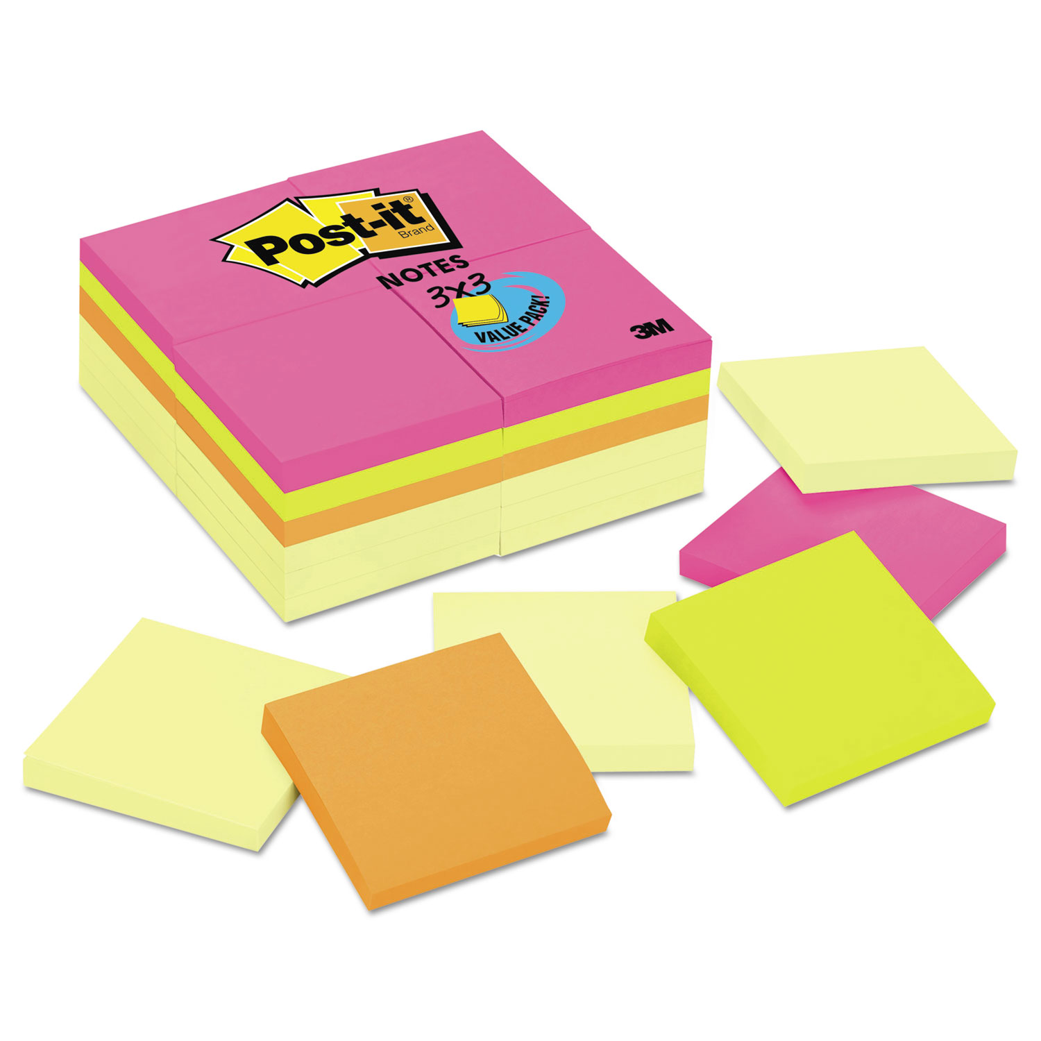 Post-it MMM654CYP24VA Notes Original Pads Value Pack, 3 x 3, Canary ...