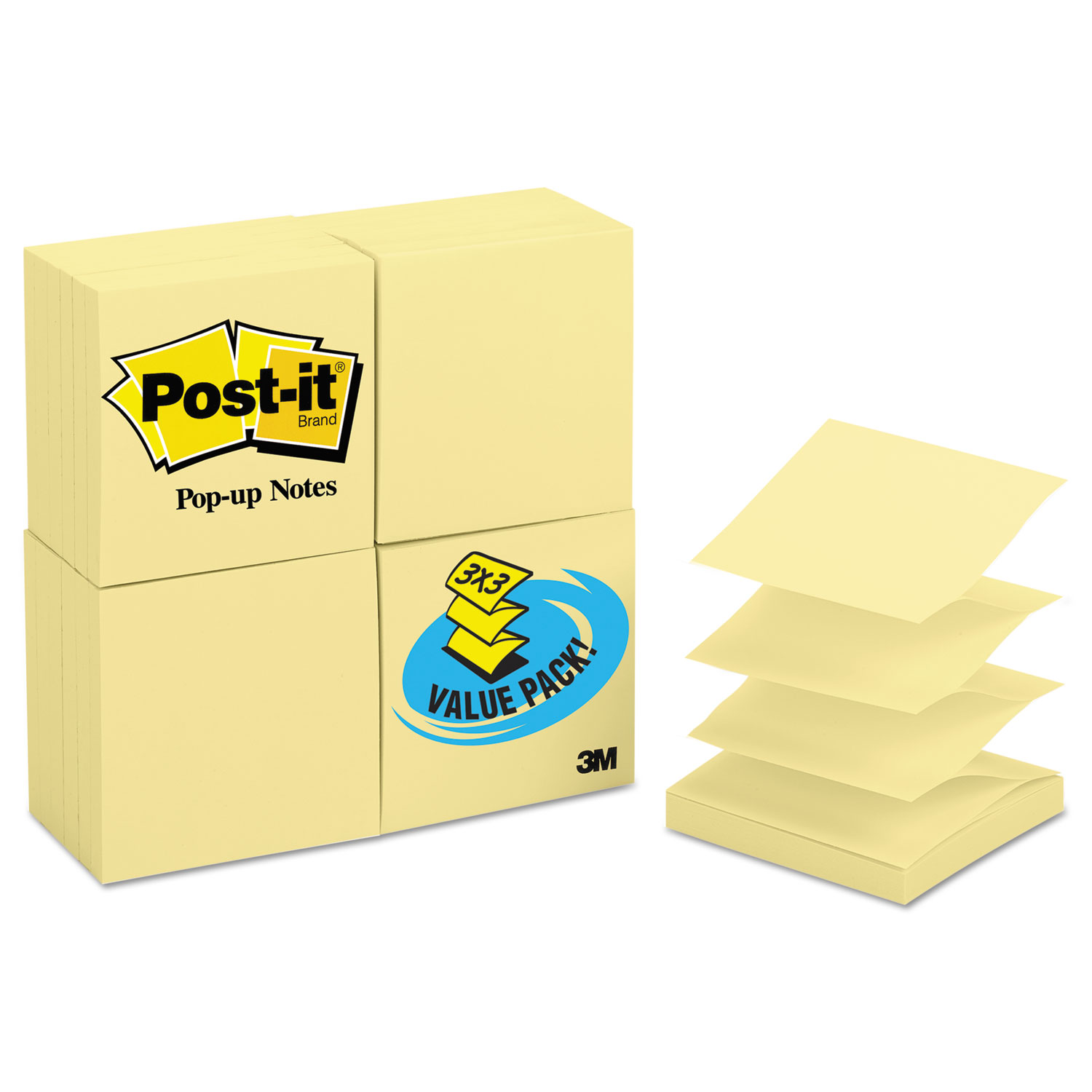 Post-it MMMR33024VAD Pop-up Notes Original Canary Yellow Pop-Up Refill ...
