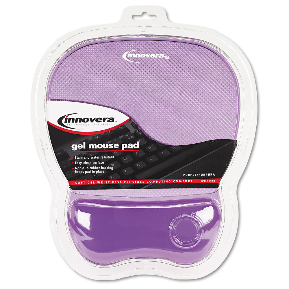 Innovera IVR51440 Gel Mouse Pad w/Wrist Rest, Nonskid Base, 8-1/4 x 9-5 ...
