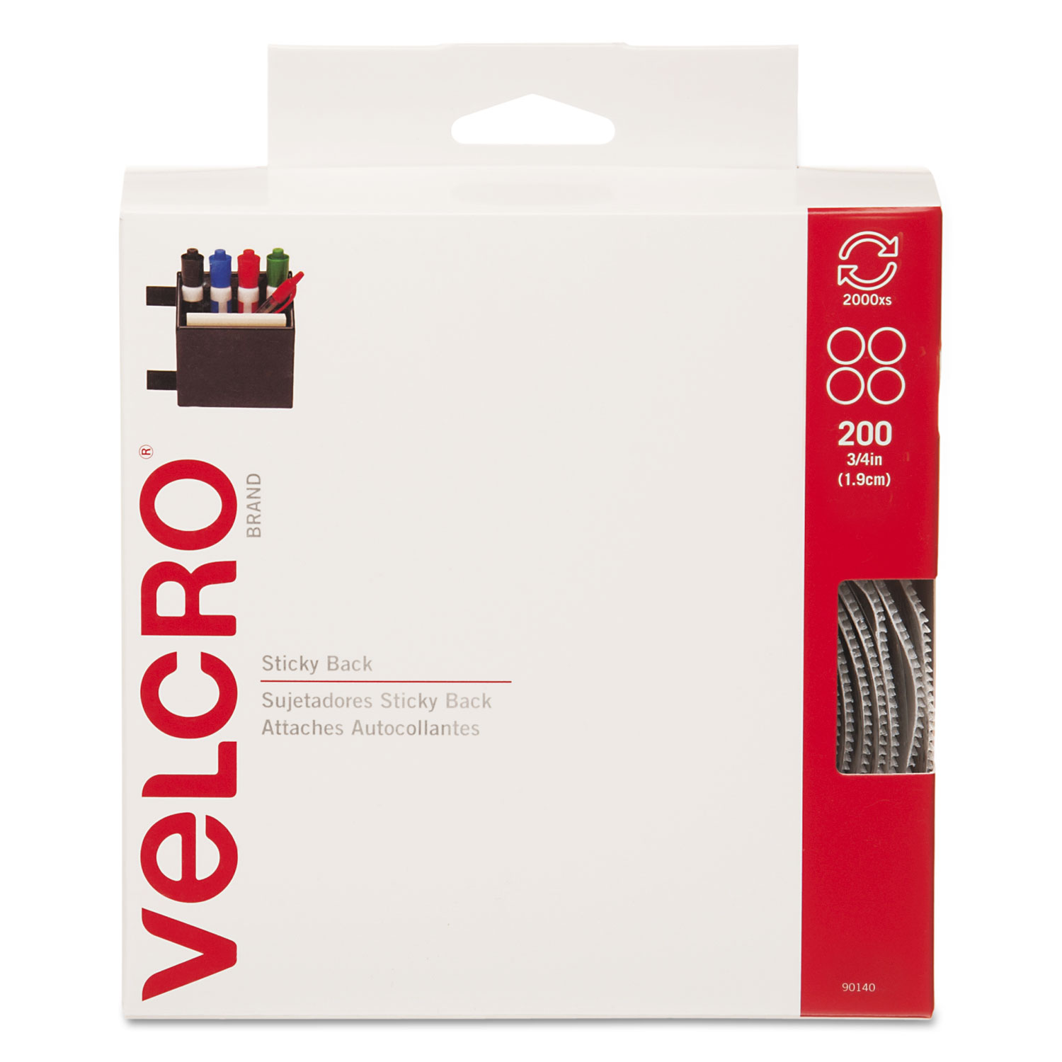 Velcro VEK90140 Sticky-Back Hook and Loop Dot Fasteners, Dispenser, 3/4 ...