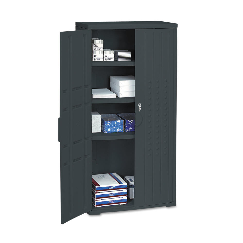Iceberg ICE92551 OfficeWorks Resin Storage Cabinet, 33w x 18d x 66h, Black