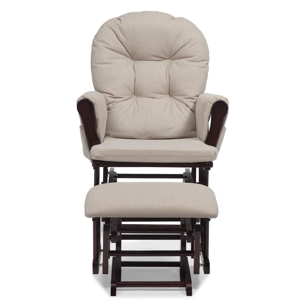 Storkcraft Cherry/Beige Custom Hoop Upholstered Glider and Ottoman