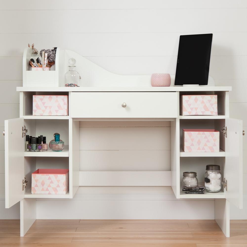 South Shore Vito Pure White Makeup Desk with Drawer