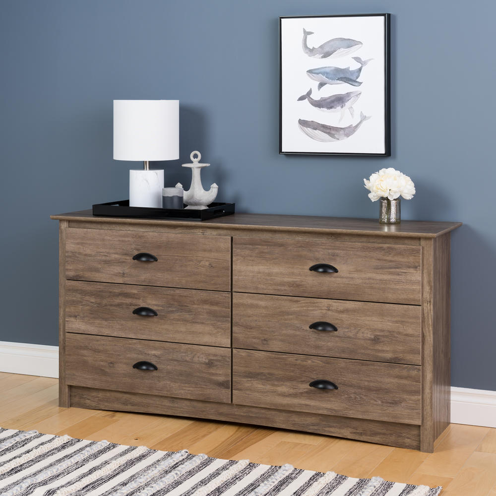 Prepac Salt Spring 6-Drawer Dresser in Drifted Gray