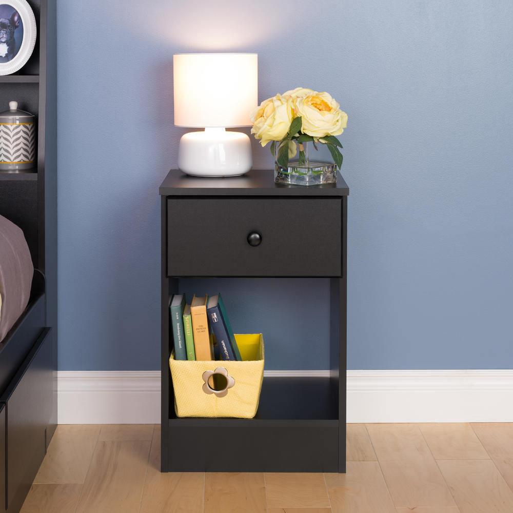Prepac Astrid Tall 1-Drawer Night Stand, Black