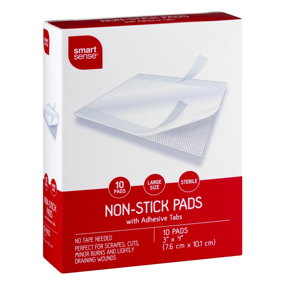 Non-Stick Pads with Adhesive Tabs Large Size - 10 CT