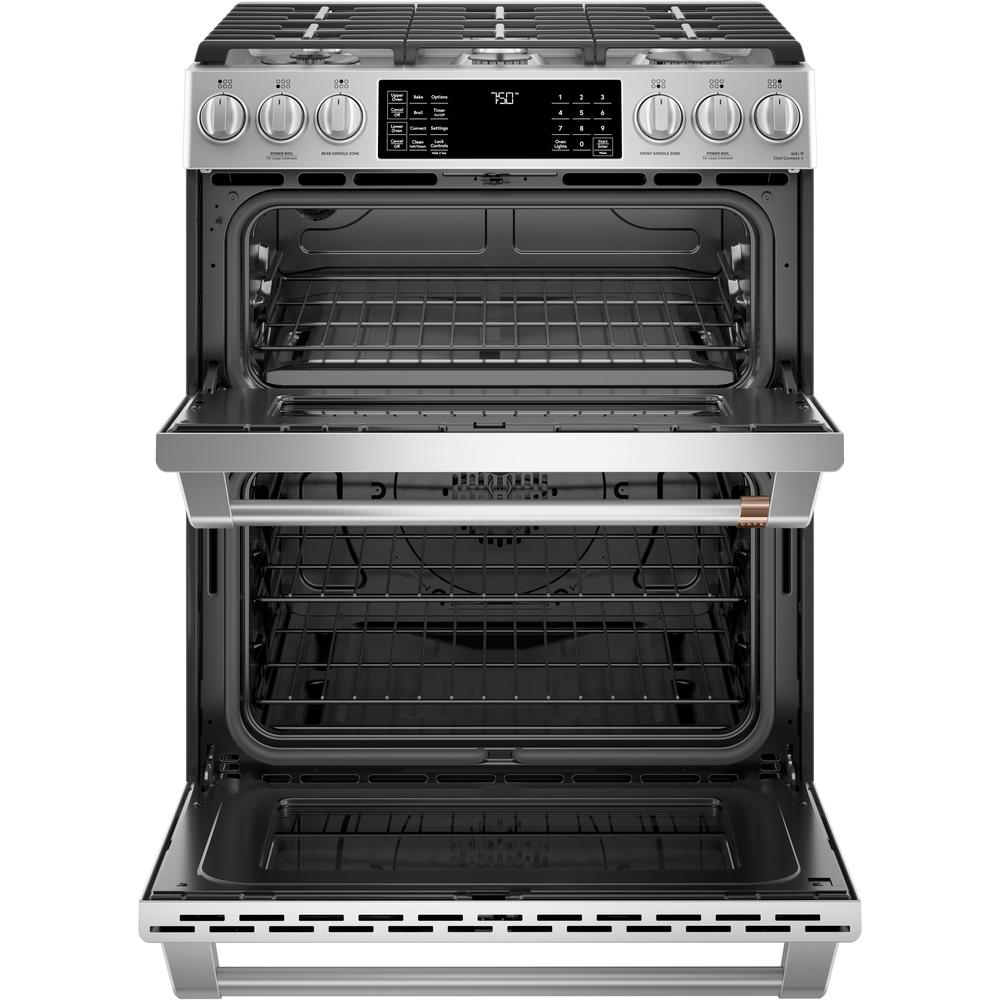 GE Cafe CGS750P2MS1 30" Slide-In Gas Double Oven with Convection Range ...