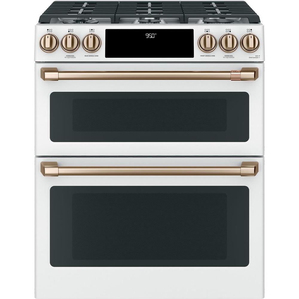 GE Cafe C2S950P4MW2 30" Slide-In Dual Fuel Double Oven with Convection ...