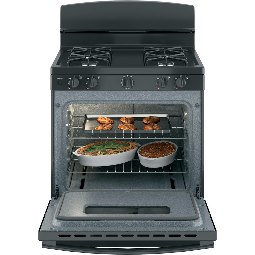 GE Appliances JGBS10DEMBB 30" Freestanding Front-Control Gas Range - Black