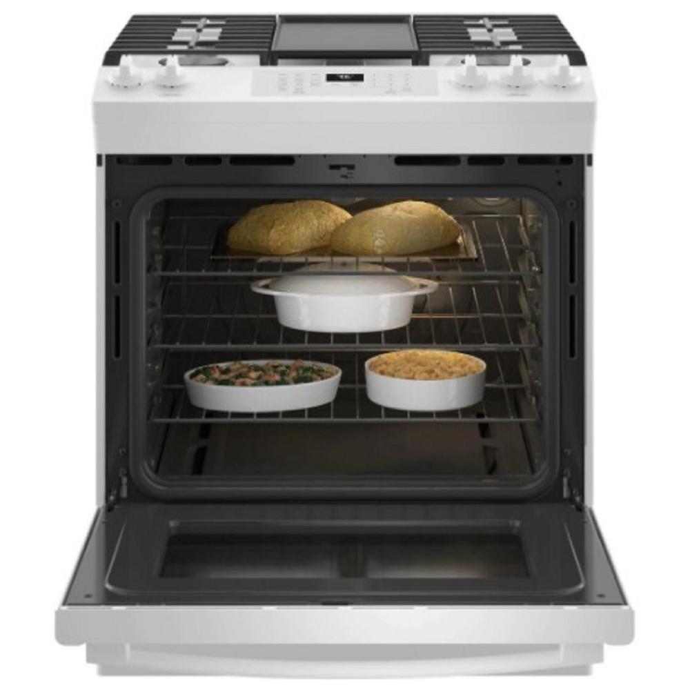 GE Appliances JGS760DPWW 30" 5.6 cu.ft. White Slide-In Gas Range with 5 ...