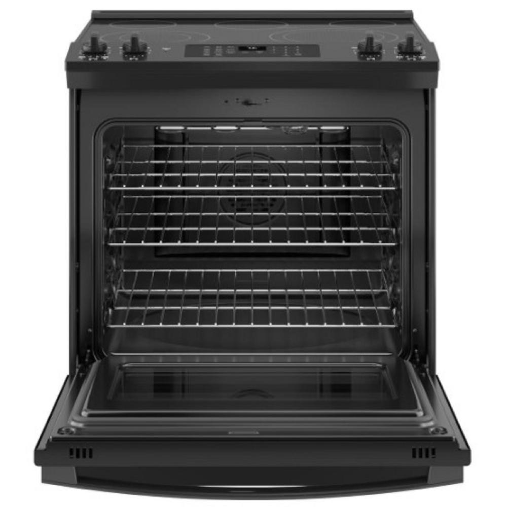 GE Appliances JS760DPBB 30" 5.3 cu.ft. White Slide-In Electric Range ...