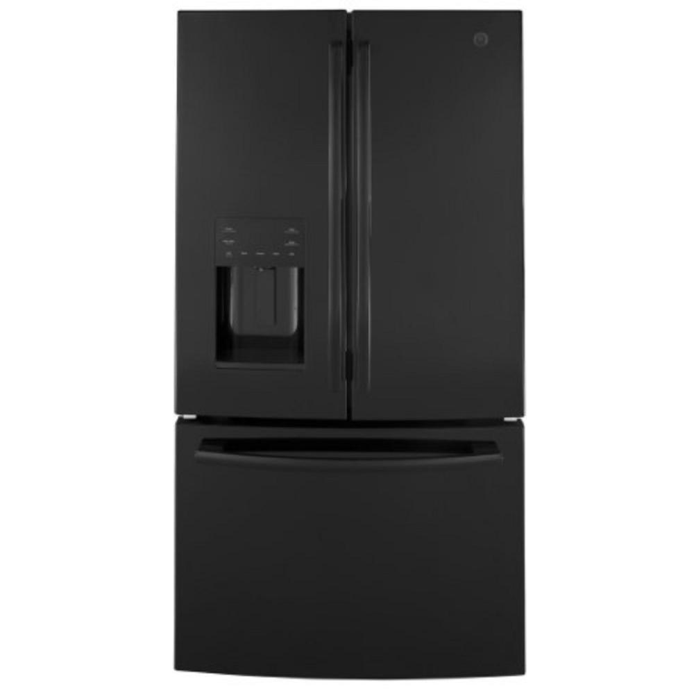 GE Appliances GFE26JGMBB 36" 25.6 cu.ft. Black French Door Refrigerator