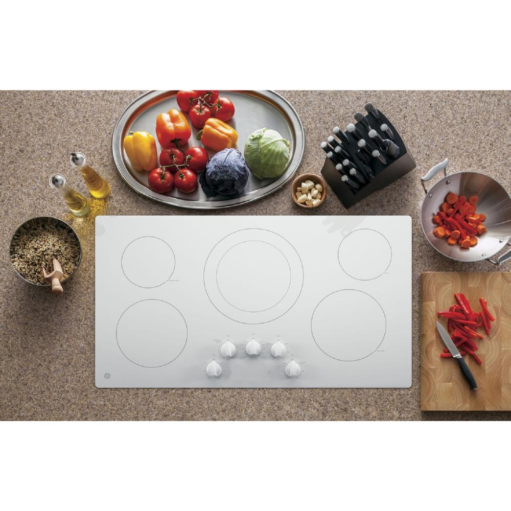 GE Appliances JP3036TLWW 36" Built-In Knob Control Electric Cooktop - White