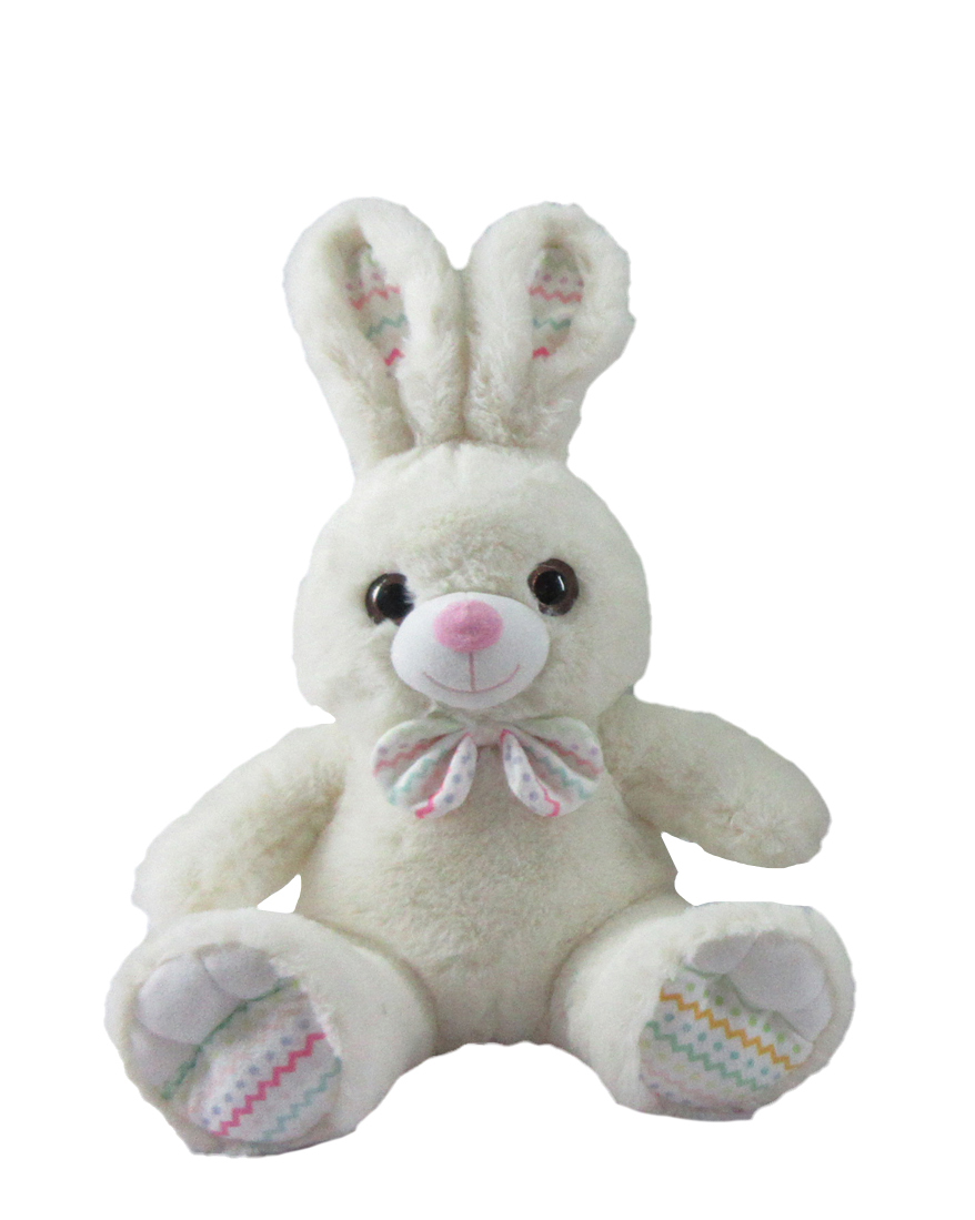 9" White Plush Bunny