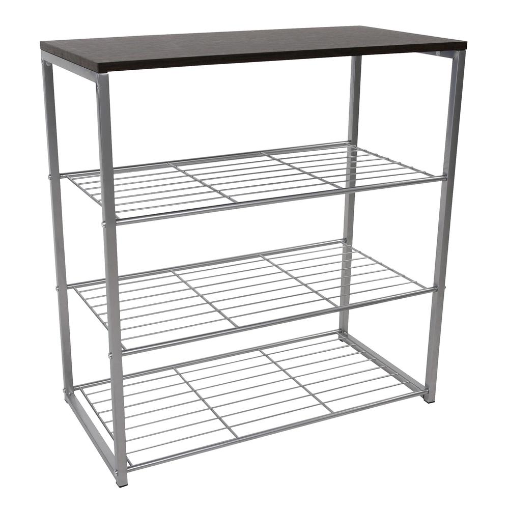 Essential Home 4-Tier Shoe Rack - Silver