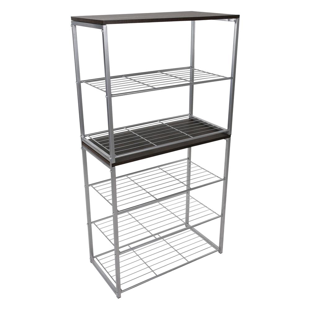 Essential Home 4-Tier Shoe Rack - Silver