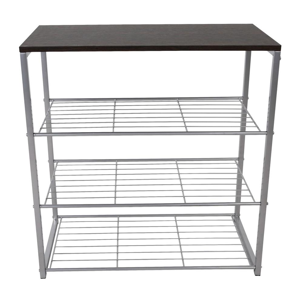 Essential Home 4-Tier Shoe Rack - Silver