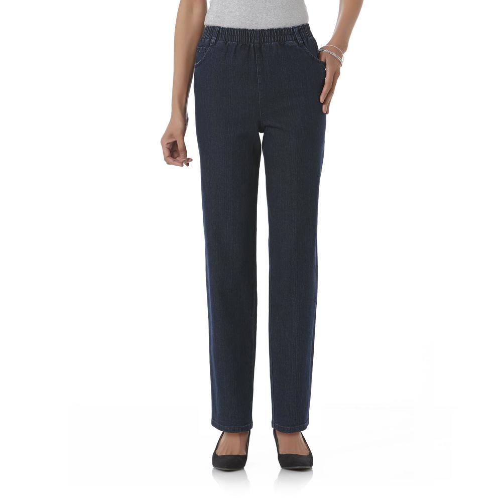 Basic Editions Women's Elastic Waist Stretch Jeans