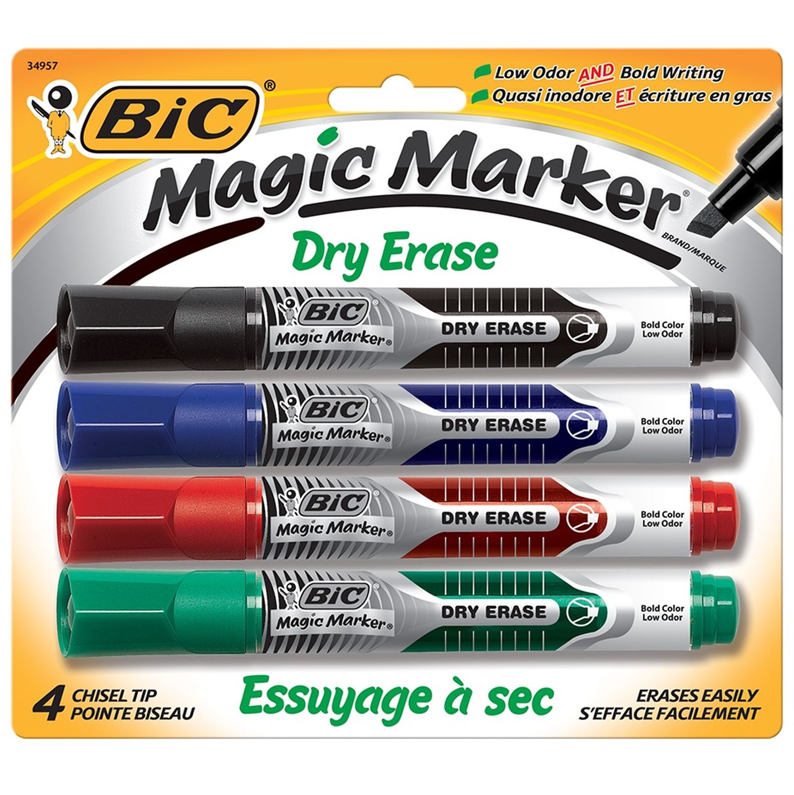 BIC GELITP41 Magic Marker Tank Dry Erase 4 Count