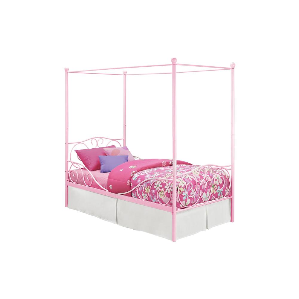 Canopy Twin Pink Metal Bed