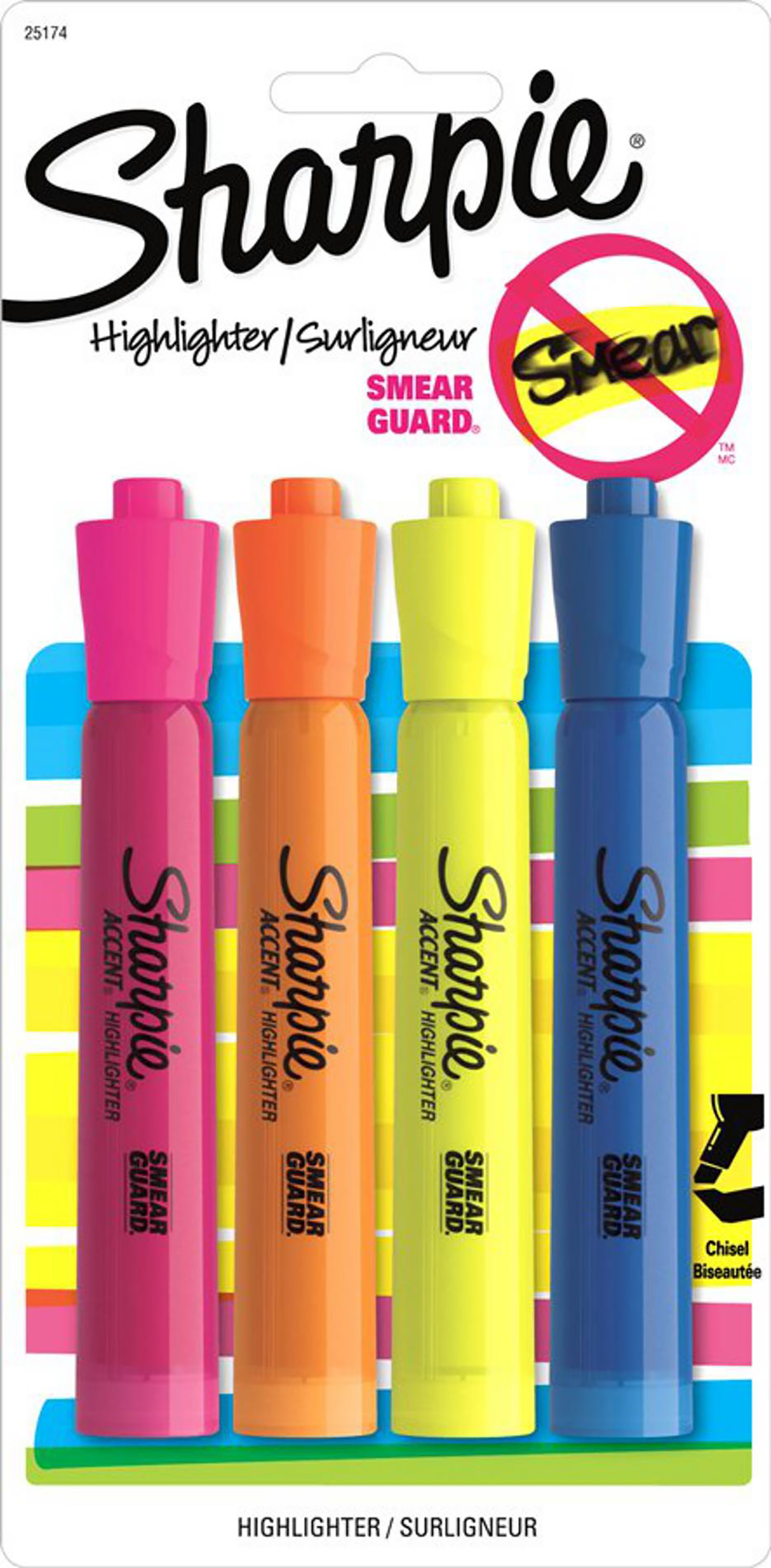 Sharpie 25240711 Major Accent Highlighter with Chisel Tip - 4 Count