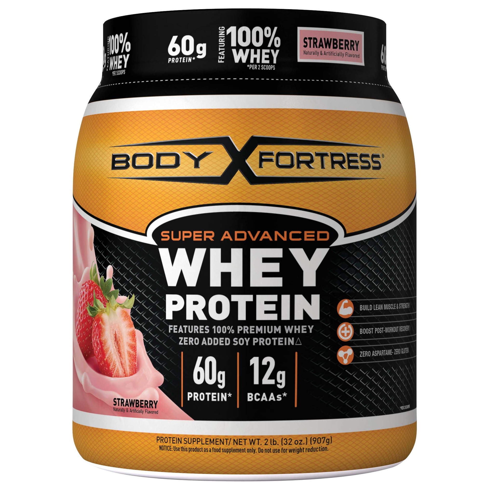 Body Fortress Advanced Whey Protein Strawberry Powder 32 oz | Shop Your ...