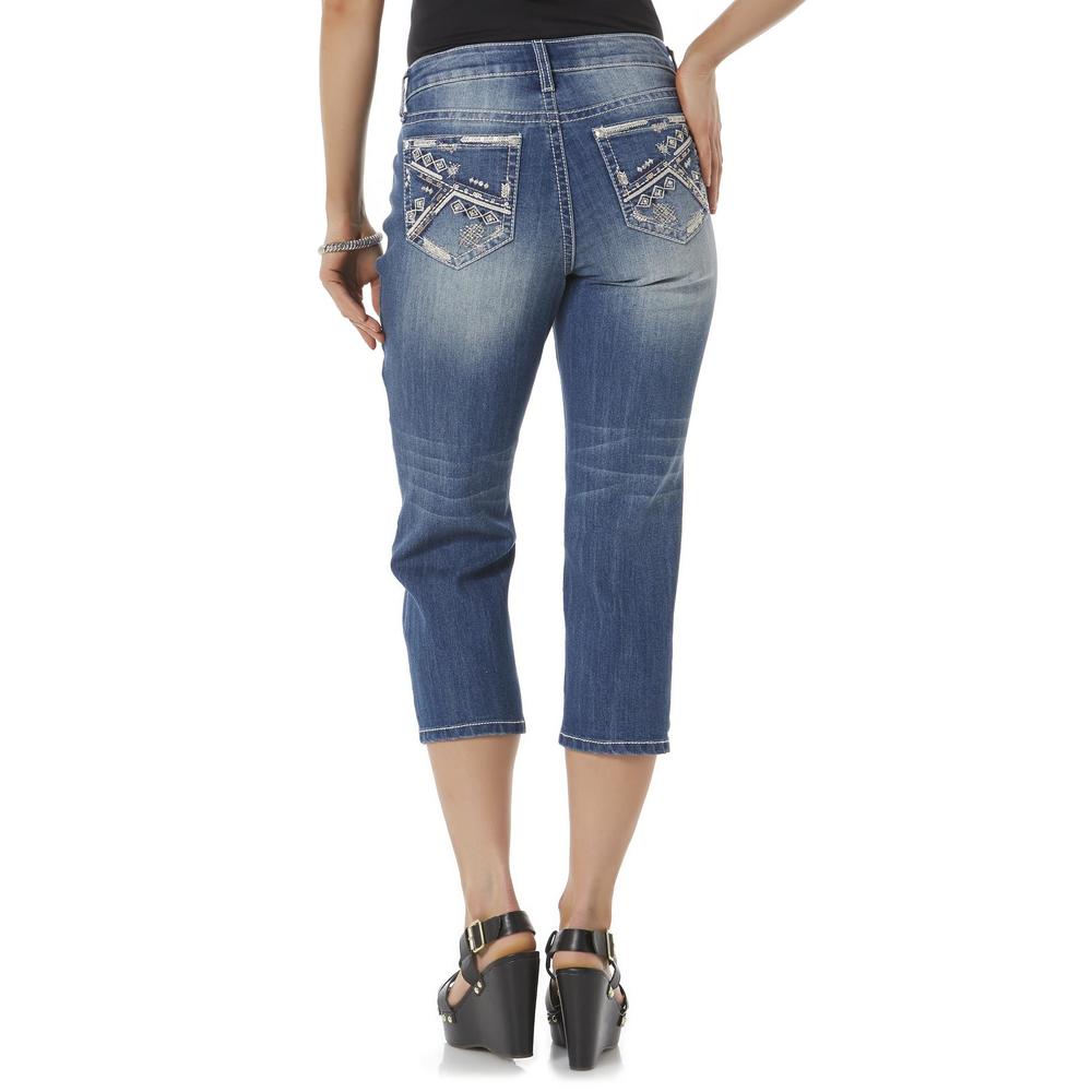 Rockin Denim Women's Embellished Stretch Denim Capris - Sears