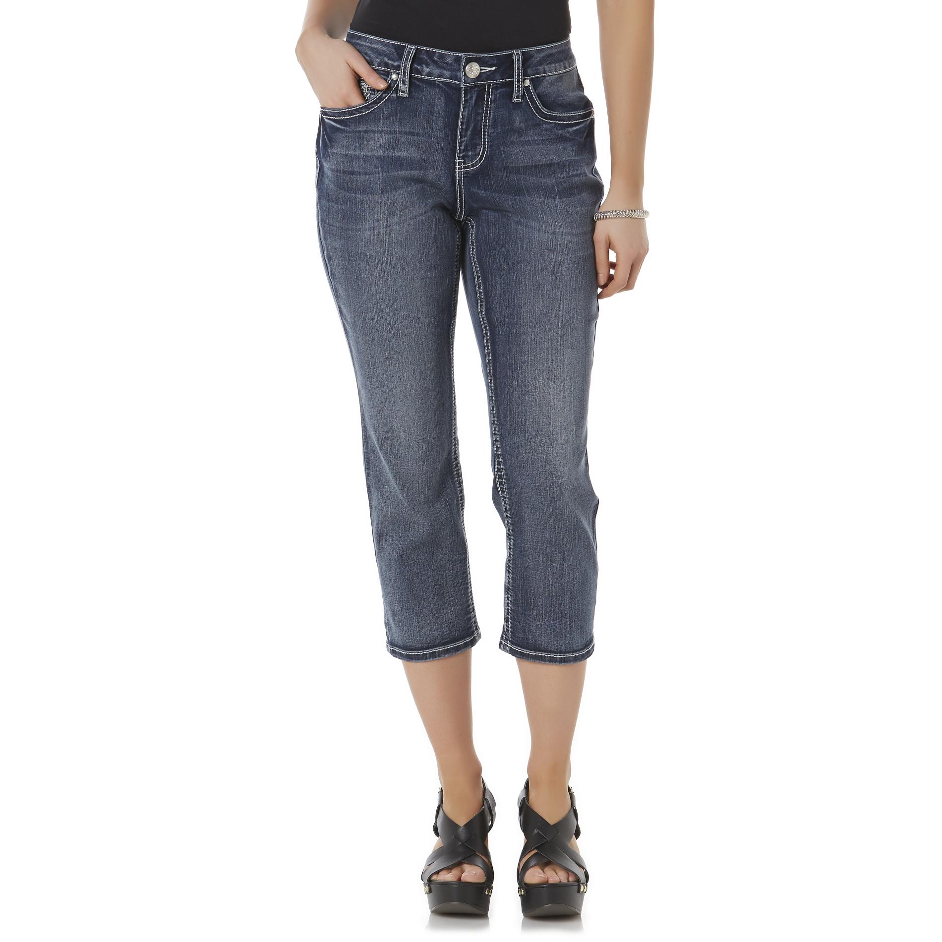 Rockin Denim Women's Embellished Stretch Denim Capris - Sears